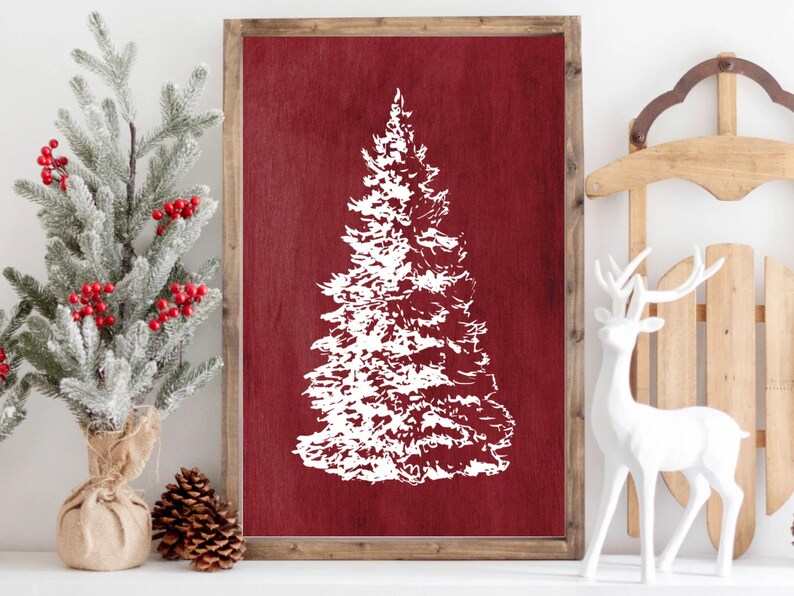 Christmas Prints, Red Christmas Wall Art, Set of 4, Christmas ...