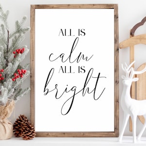 All is Calm All is Bright Christmas Wall Art Christmas - Etsy