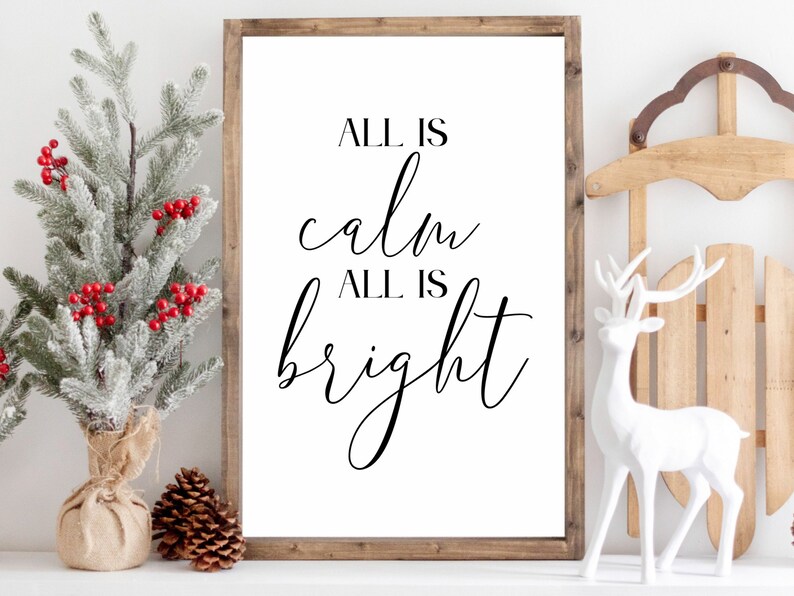 All is Calm All is Bright Christmas Wall Art Christmas - Etsy