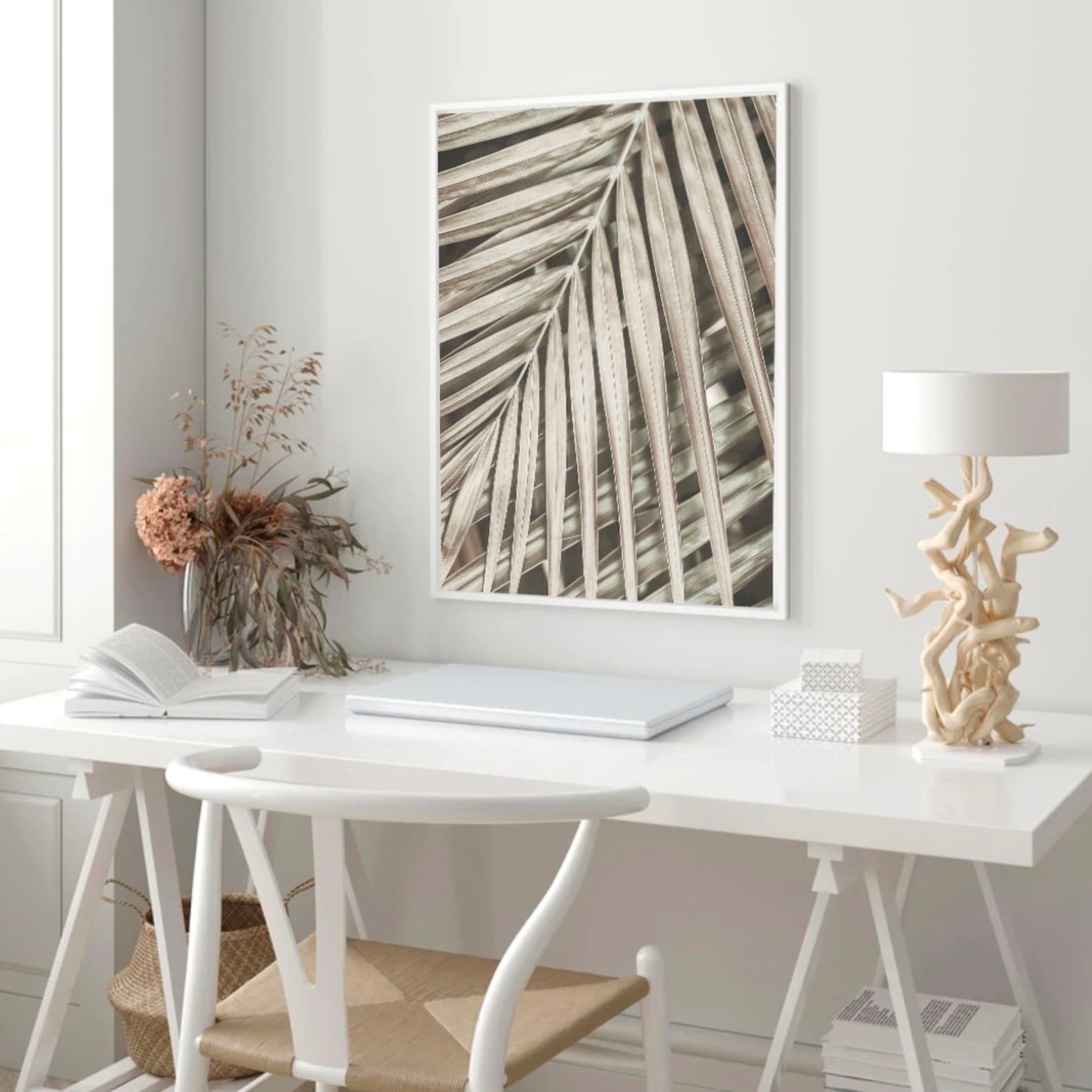 Boho Beach Print Boho Palm Leaf Palm Leaves Boho Wall | Etsy