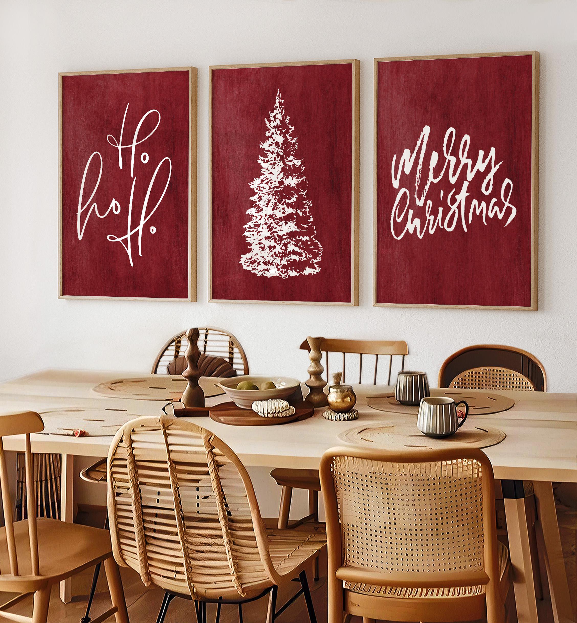 Christmas Wall Art, Christmas Prints, Green Christmas Decor, Red ...