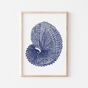 Blue Coastal Art, 2 Piece Set, Blue Beach Prints, Sea Shell Print, Sea ...