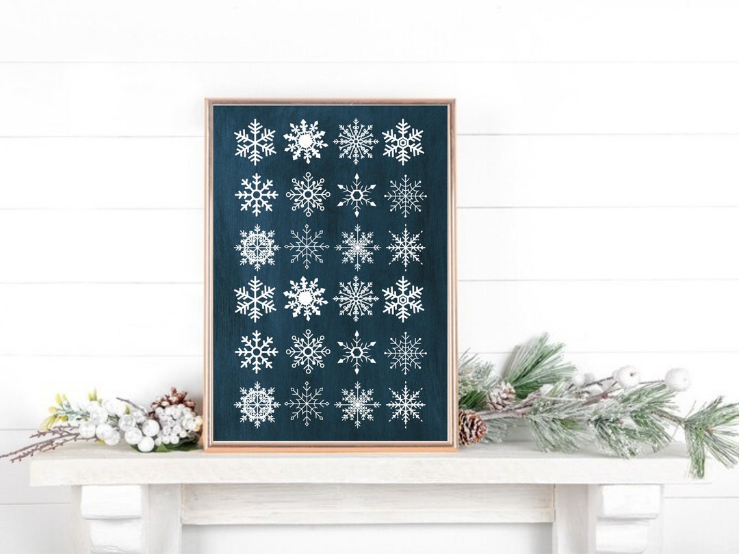 Snowflake Print, Winter Printable, Minimalist Winter, Christmas Prints ...