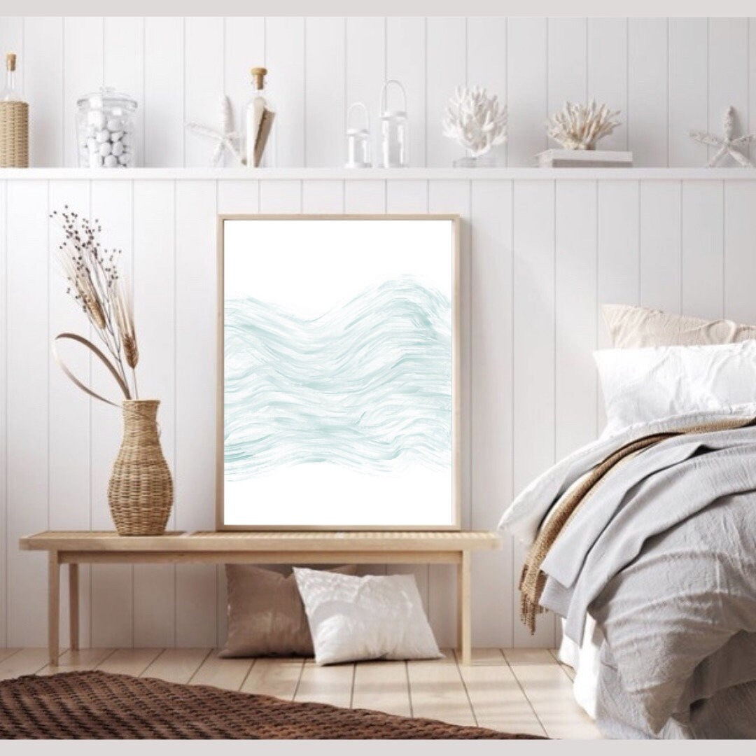 Abstract Wave Print Beachy Wall Art Coastal Wall Art Ocean - Etsy