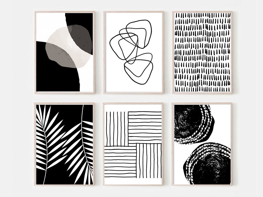 Printable Wall Art, Black and White Prints, Set of 6 Prints, Black ...