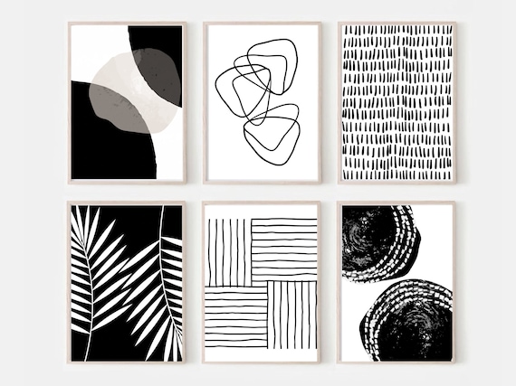 Printable Wall Art Black and White Prints Set of 6 Prints - Etsy