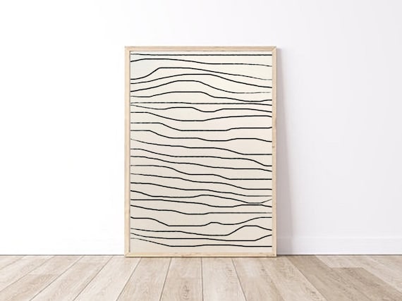 Black Abstract Lines Print Printable Wall Art Modern | Etsy