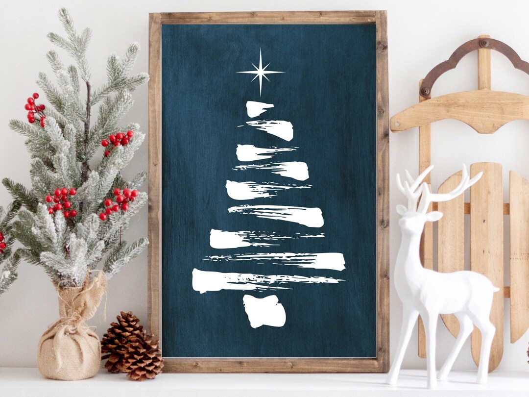 Christmas Tree Print, Christmas Wall Art, Christmas Printable, Blue ...