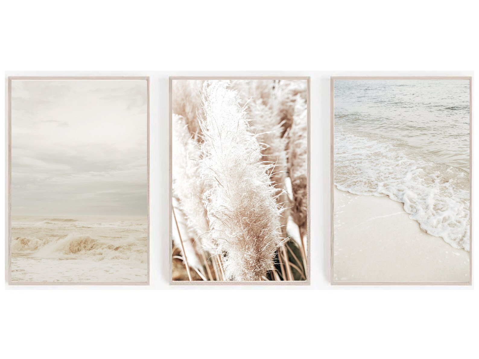 Neutral Coastal Wall Art Set of 3 Prints Boho Beach Art 3 - Etsy