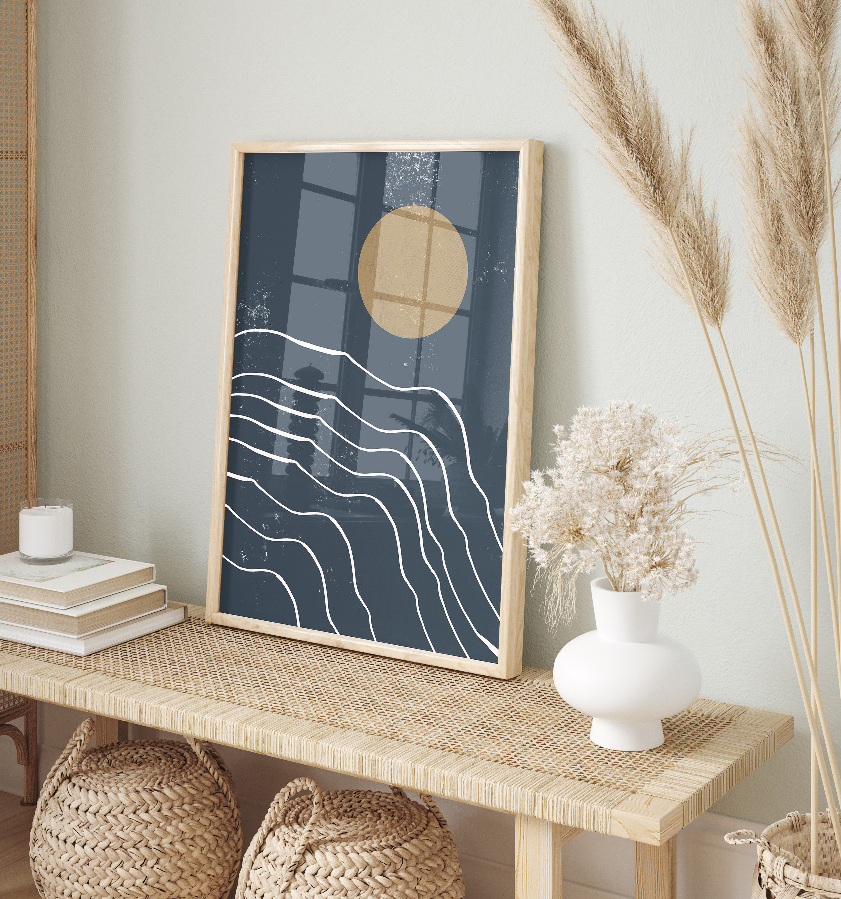 Boho Moon Art Print Abstract Boho Art Moon Print Full Moon - Etsy España