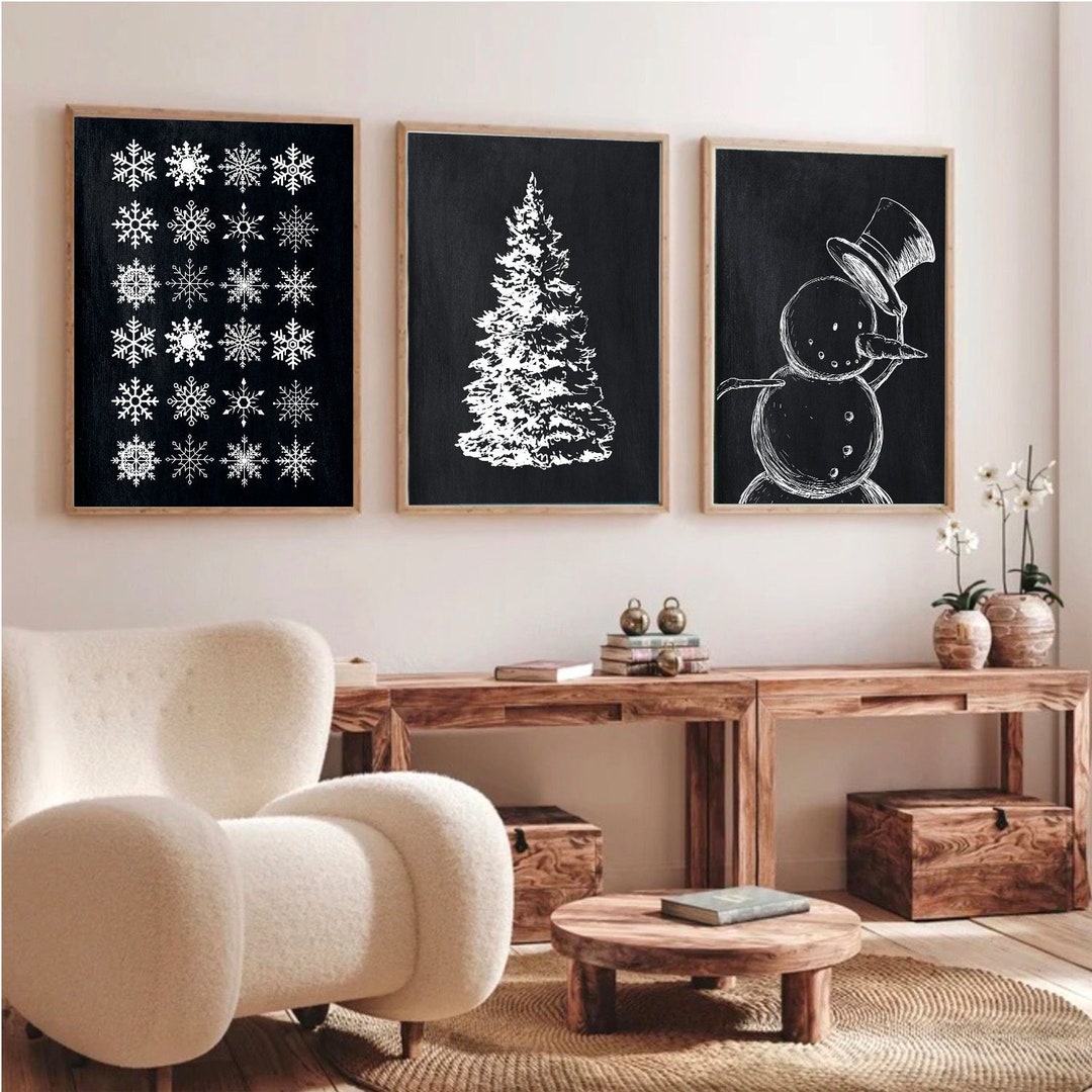 Winter Wall Art, Set of 3 Prints, Winter Printable Art, Holiday Prints ...
