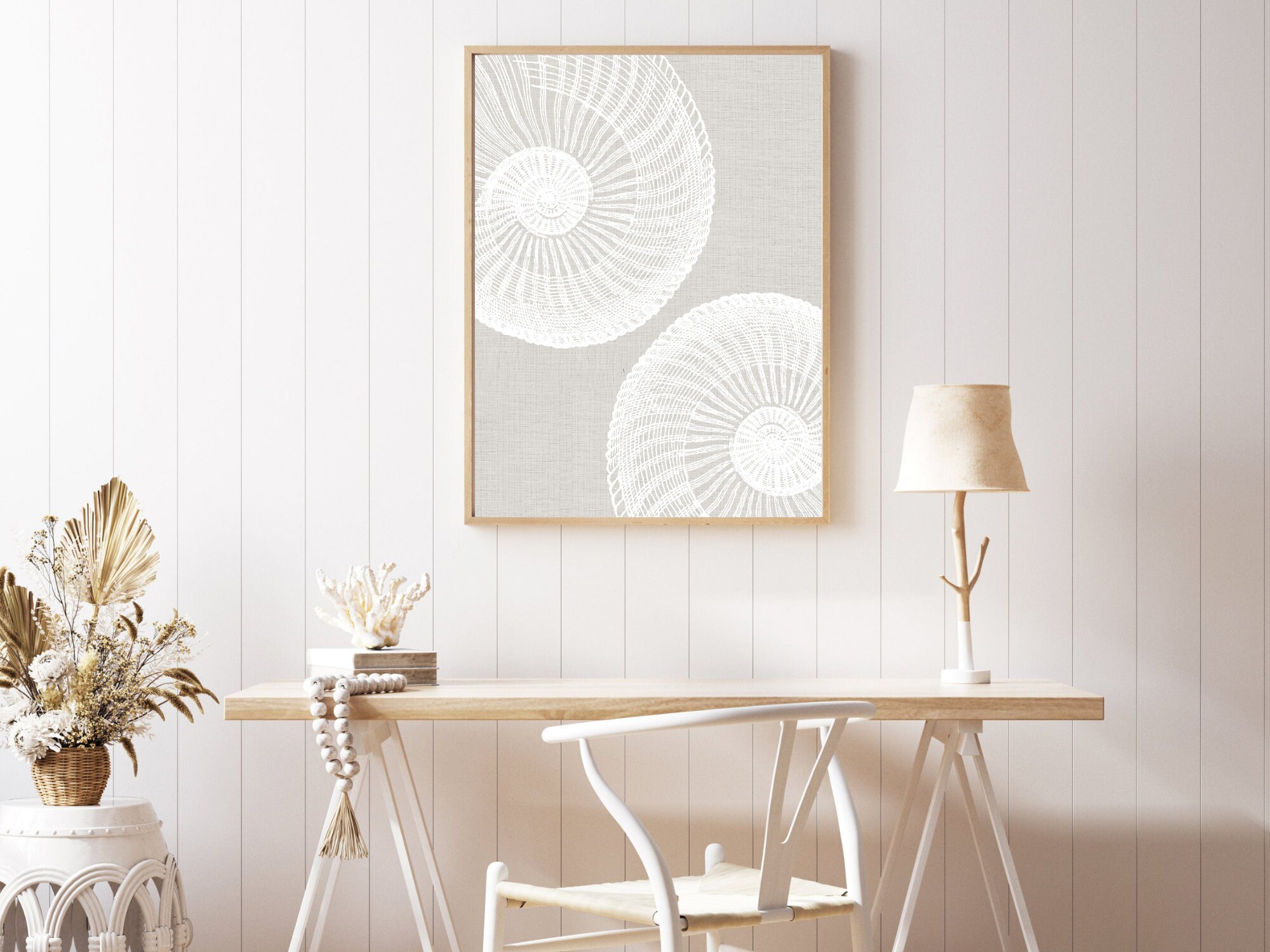 Boho Beach Print, Abstract Beach Wall Art, Sea Shell Wall Art, Coastal ...