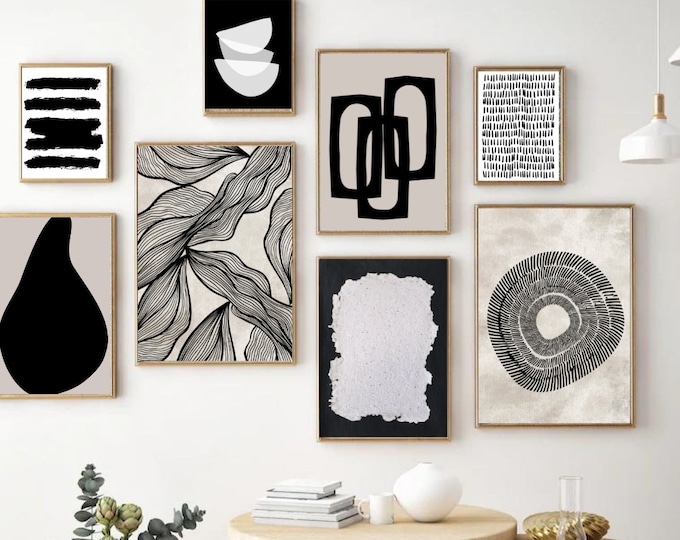 Printable Wall Art, Black and White Prints, Set of 6 Prints, Black ...