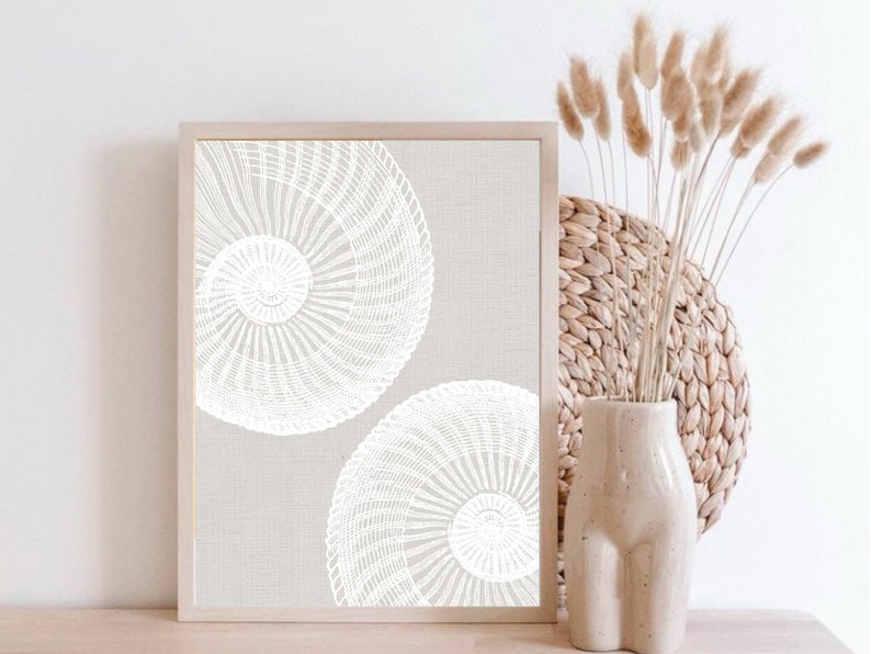 Boho Beach Print, Abstract Beach Wall Art, Sea Shell Wall Art, Coastal ...
