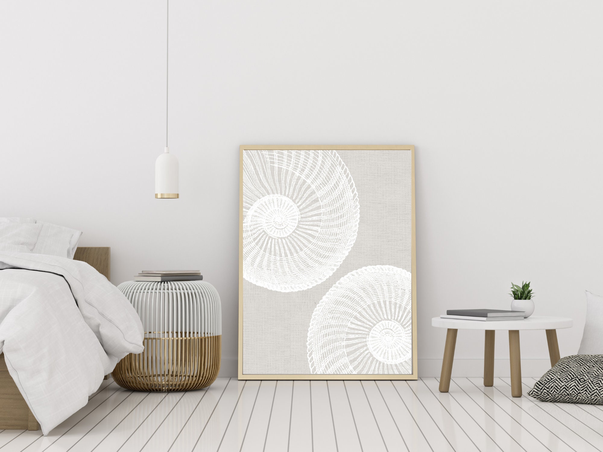 Boho Beach Print, Abstract Beach Wall Art, Sea Shell Wall Art, Coastal ...