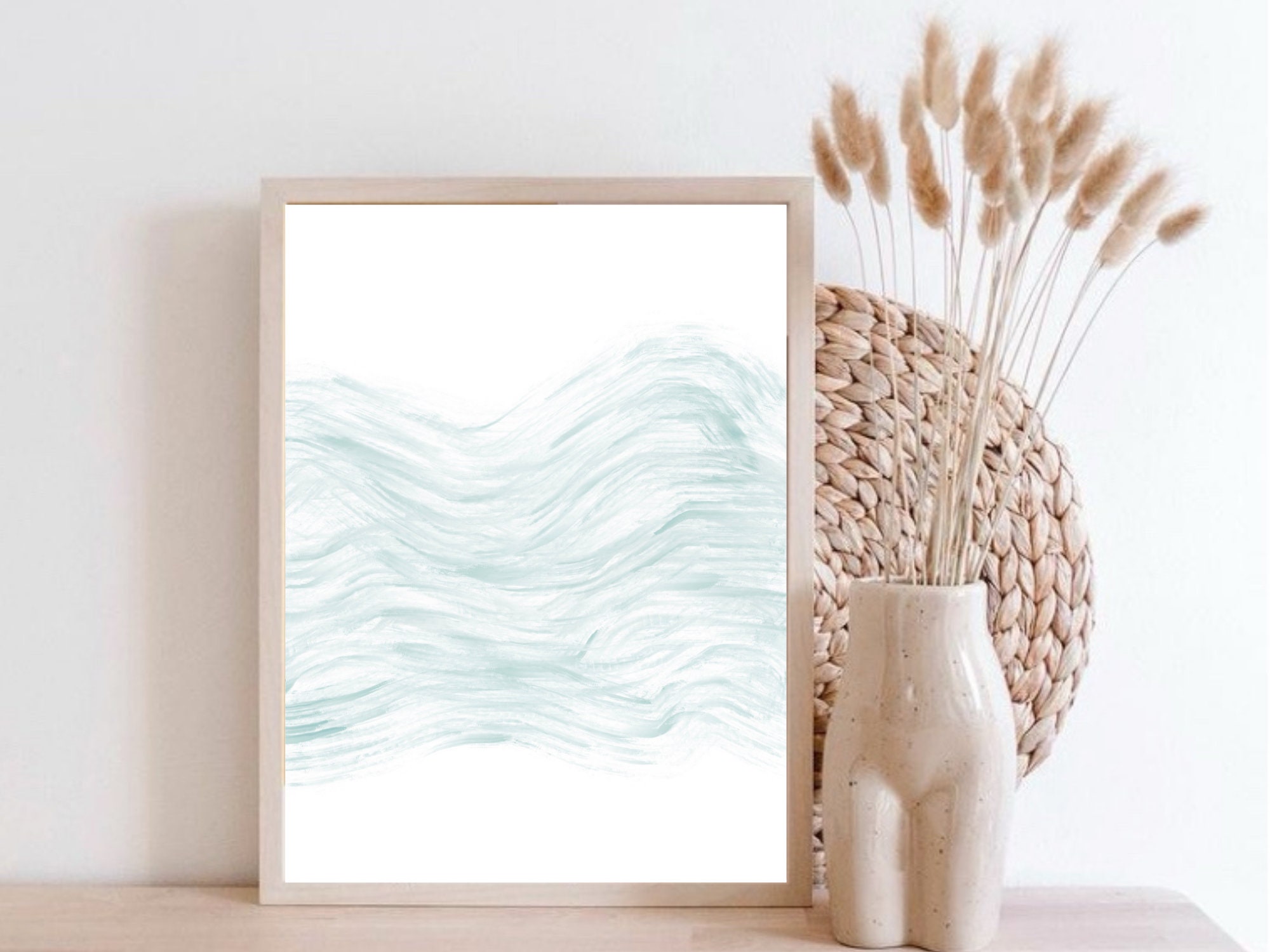 Abstract Wave Print Beachy Wall Art Coastal Wall Art Ocean - Etsy