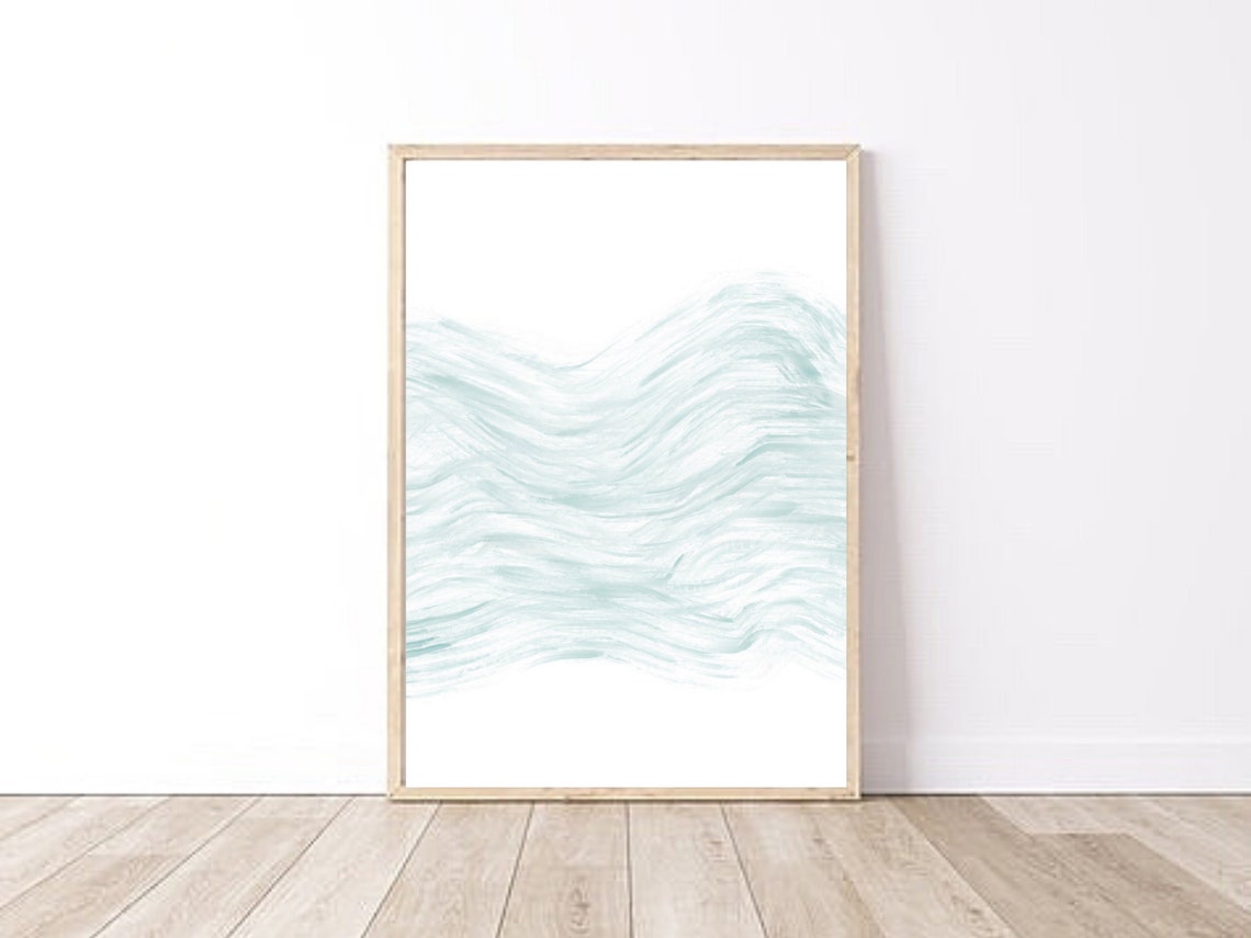 Abstract Wave Print Beachy Wall Art Coastal Wall Art Ocean - Etsy