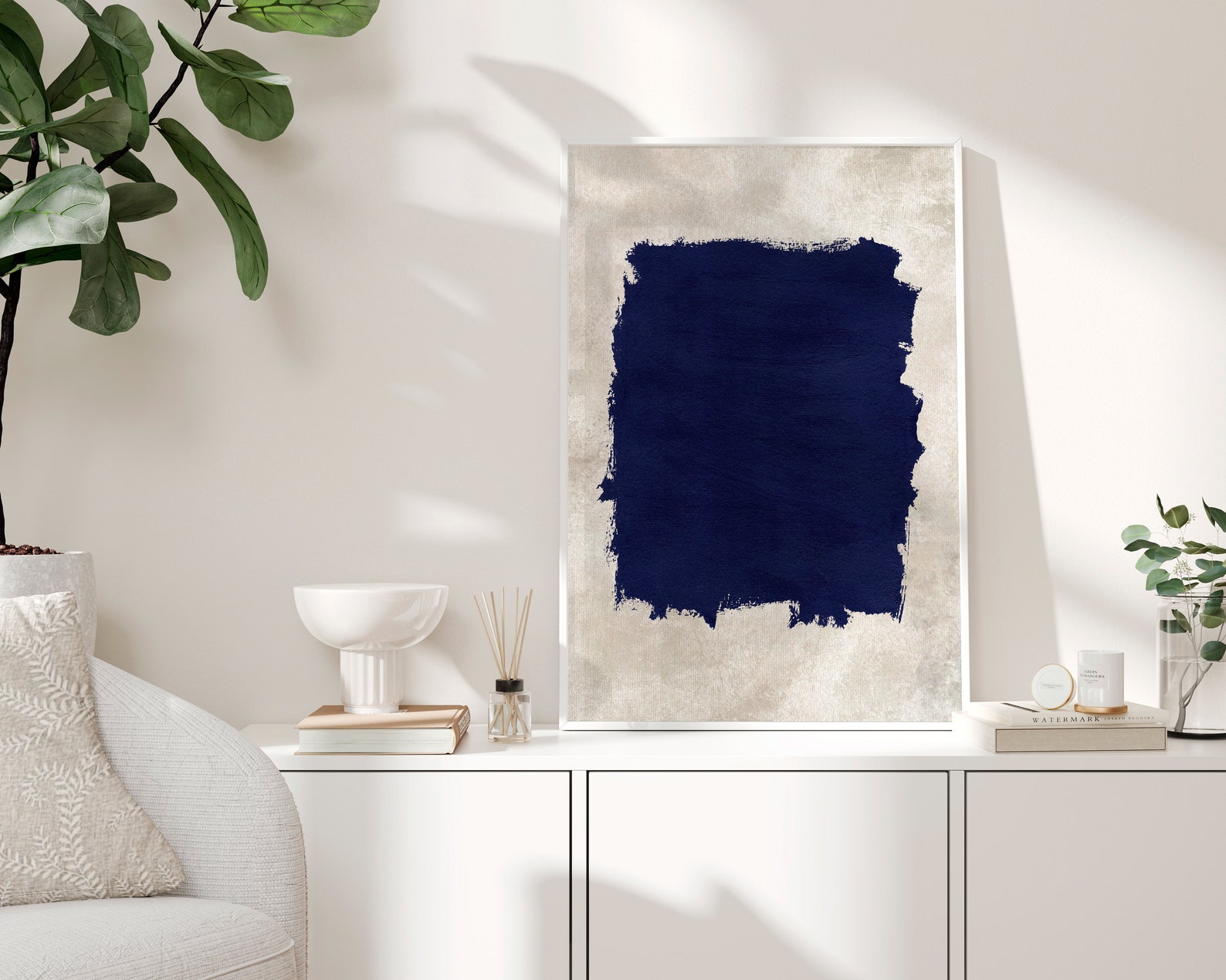 Navy Blue Abstract Wall Art, Navy Blue Prints, Abstract Painting ...