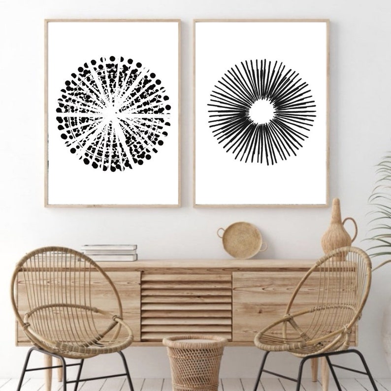 Black Abstract Wall Art Set of 2 Prints Printable Wall Art - Etsy