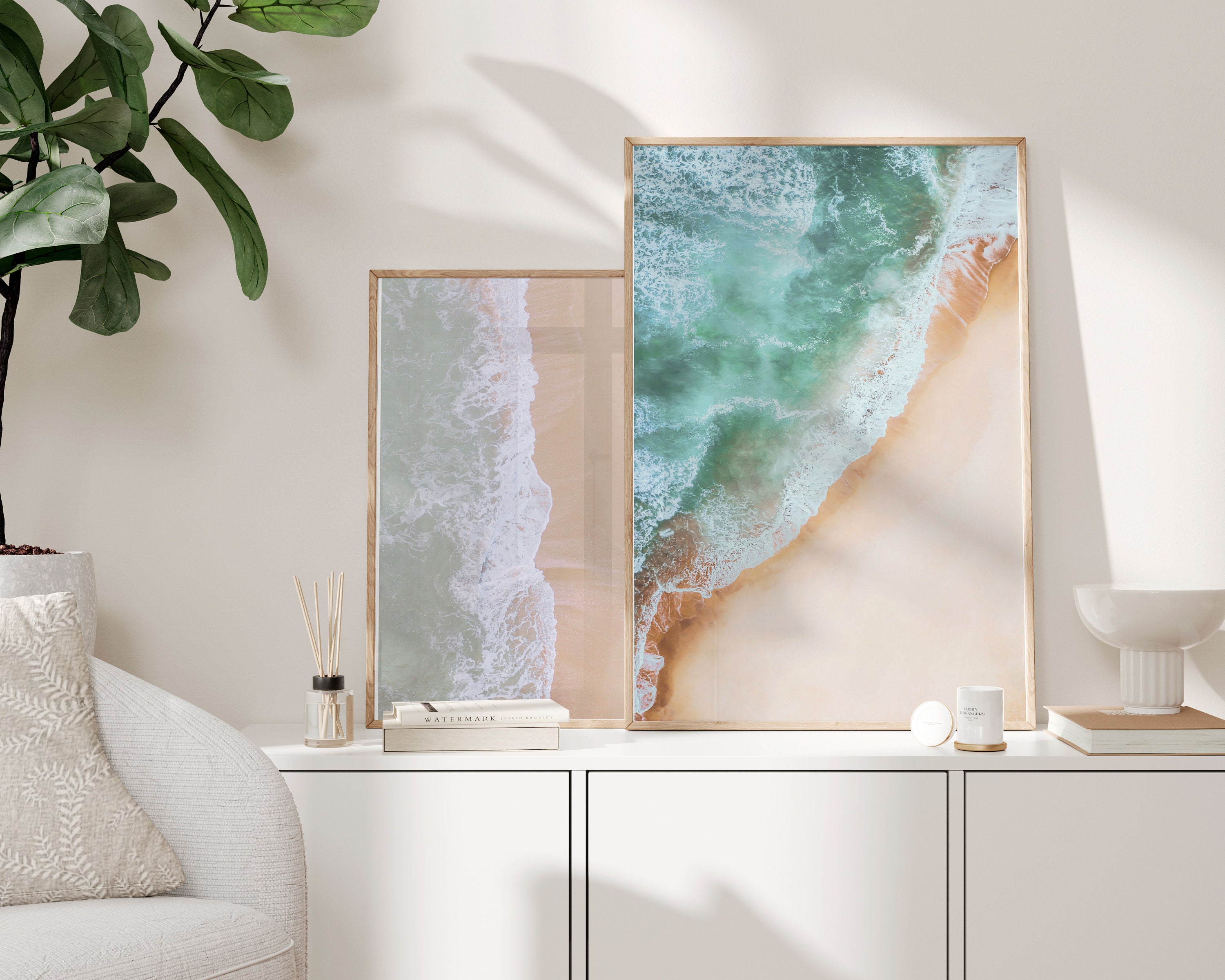 Beach Prints, Set of 2 Wall Art, Beach Photographs, Boho Coastal Wall ...