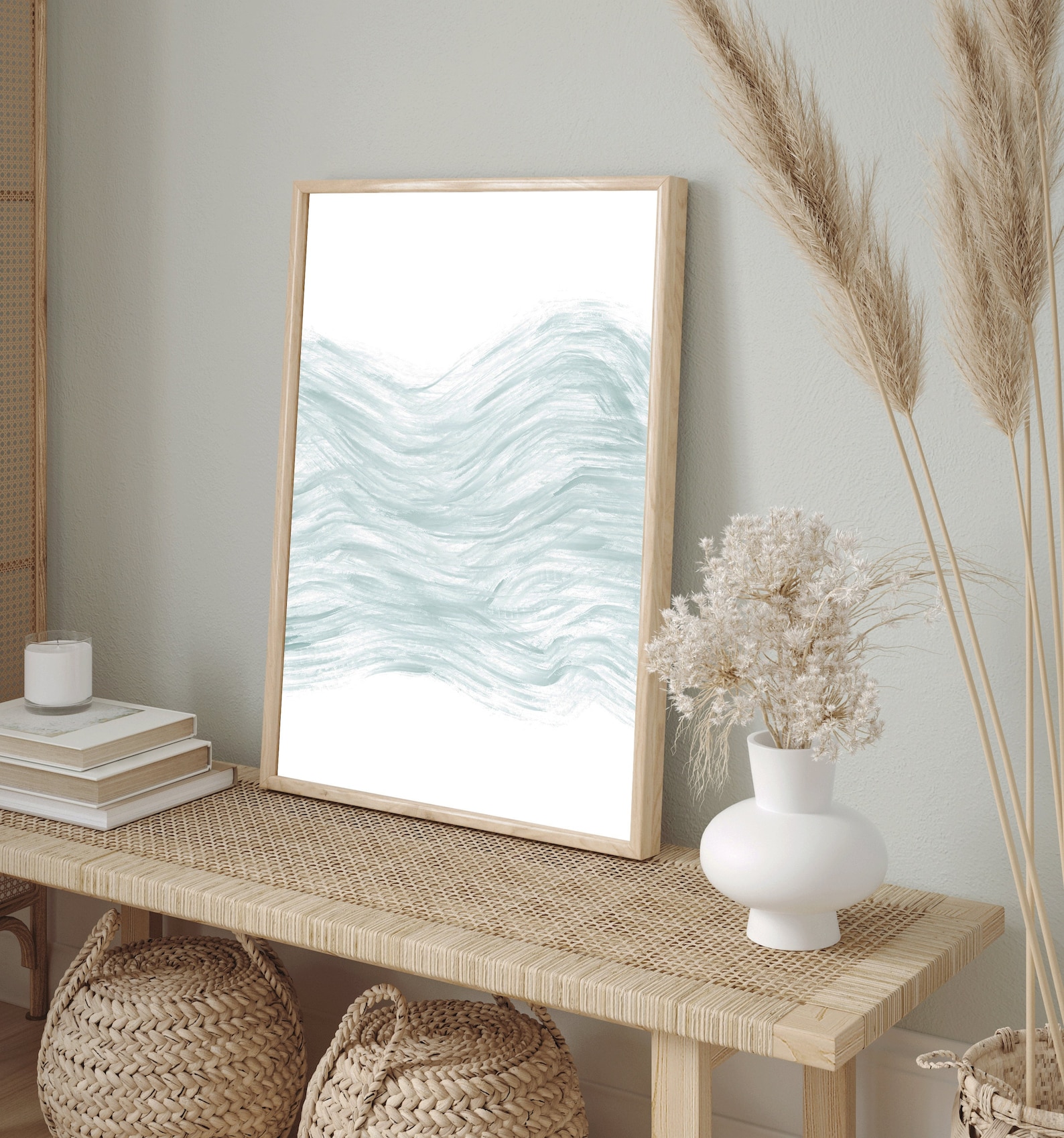 Abstract Wave Print Beachy Wall Art Coastal Wall Art Ocean - Etsy