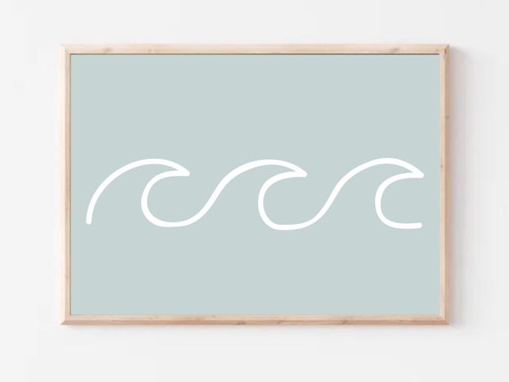 Wave Print Boho Coastal Wall Art Modern Beach Art | Etsy