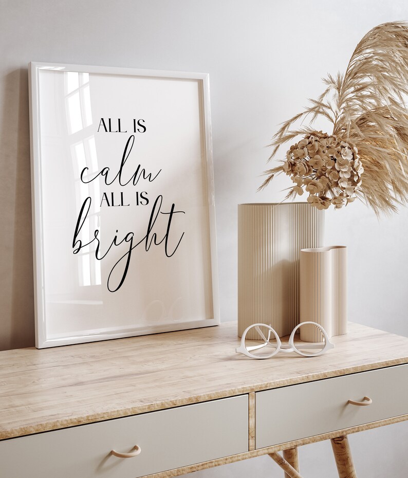 All is Calm All is Bright Christmas Wall Art Christmas - Etsy