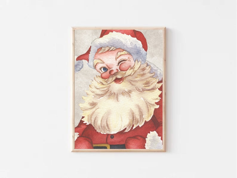Santa Wall Art Vintage Santa Print Christmas Printable - Etsy