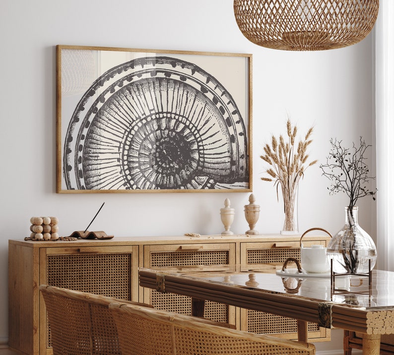 Neutral Beach Art, Sea Shell Print, Modern Coastal Print, Horizontal ...