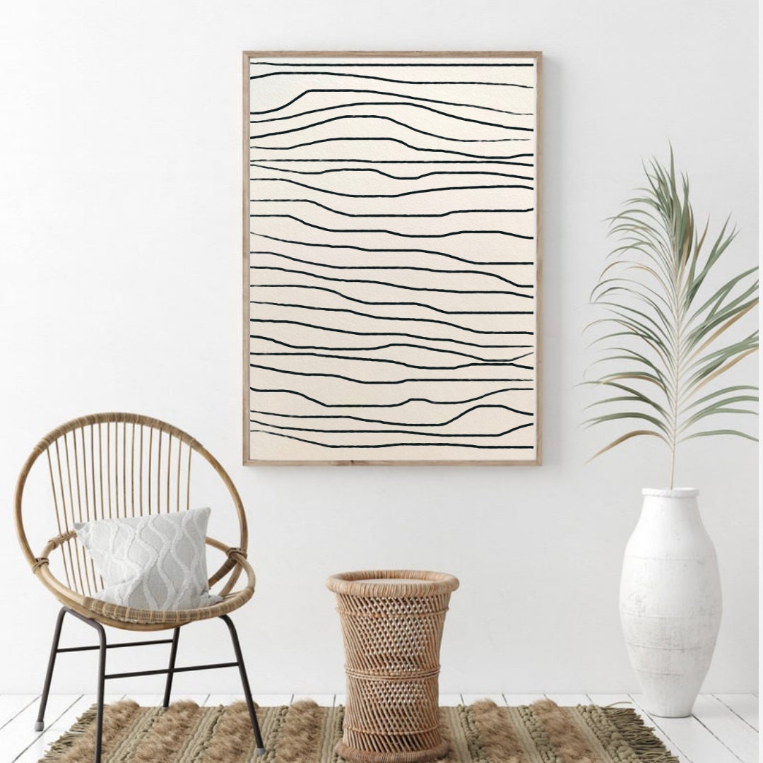 Black Abstract Lines Print Printable Wall Art Modern - Etsy