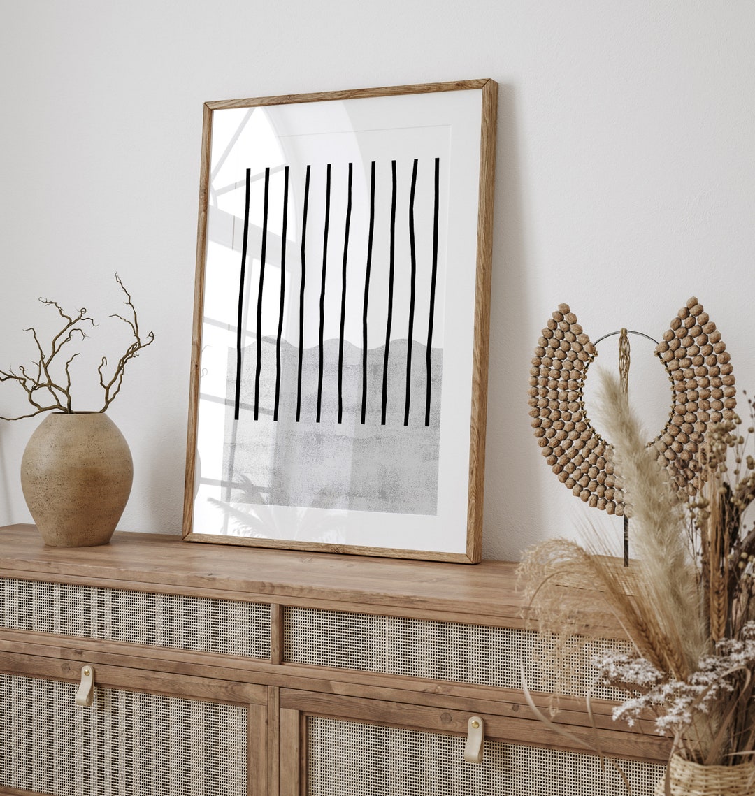 Abstract Lines Print, Gray Wall Art, Black and Gray Print, Wavy Lines ...