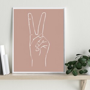 Peace Sign Outline Wall Print, Fine Line Wall Art, Minimalist Decor ...