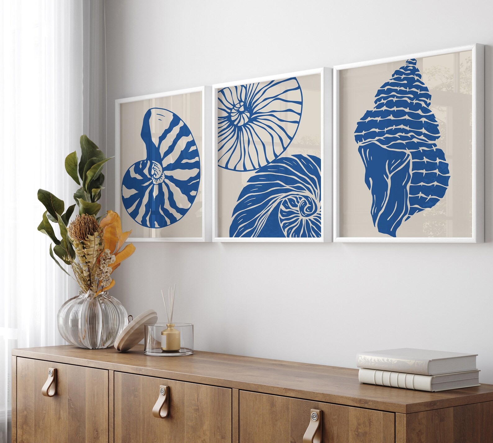 Coastal Wall Art, Ocean Prints, Sea Shell Prints, Blue Beach Art ...