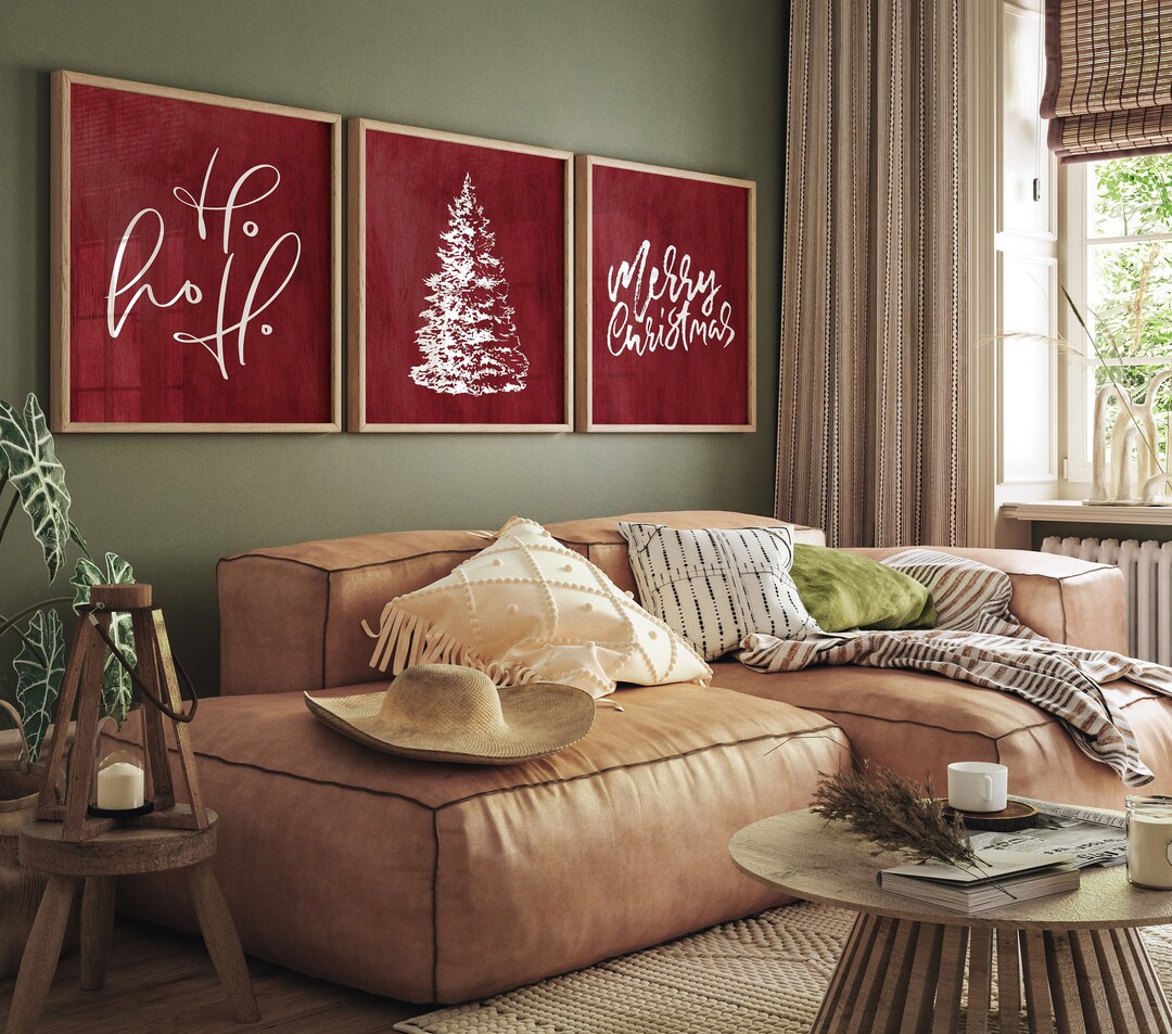 Christmas Prints, Set of 3, Mantle Christmas Decor, Christmas ...