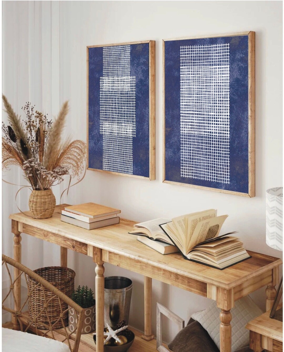 Indigo Blue Prints, 2 Piece Art Set, Blue Abstract Wall Art, Navy Blue ...