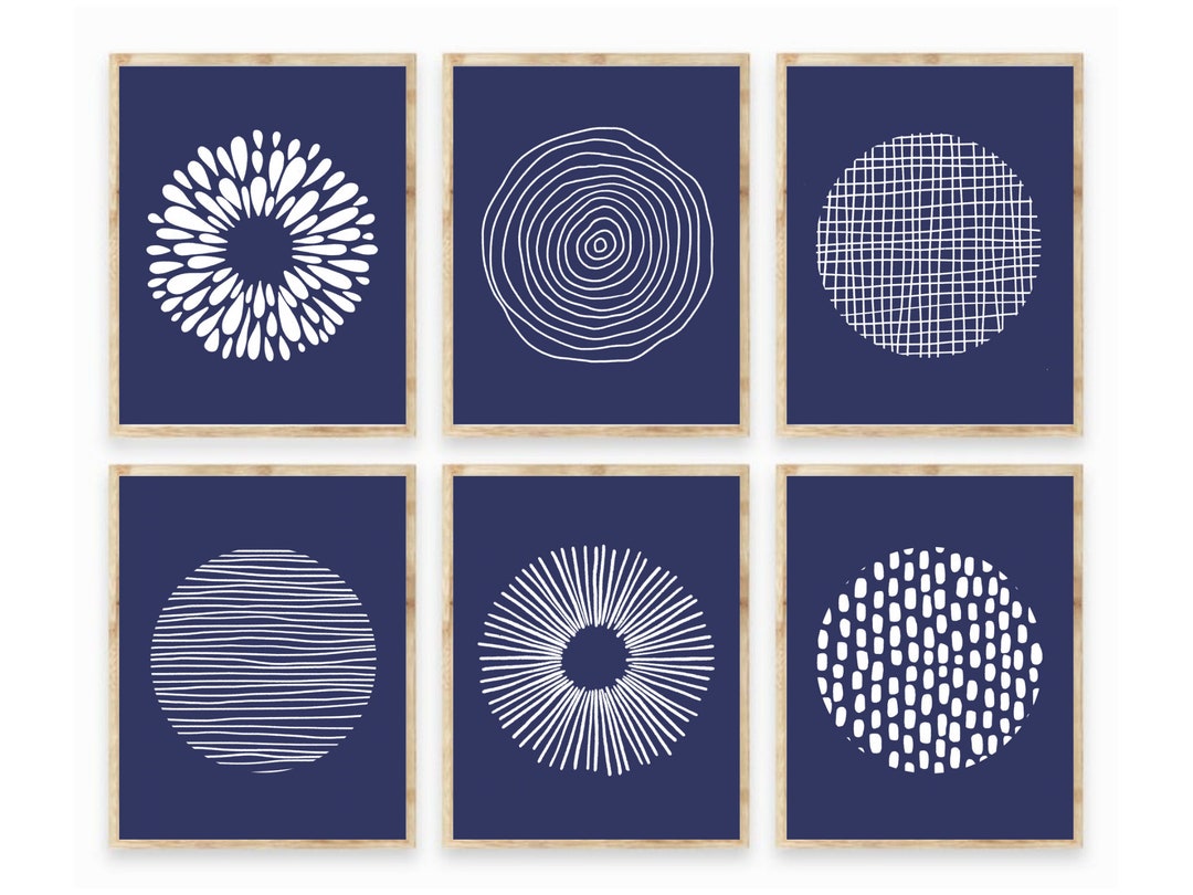 Blue Abstract Wall Art, Abstract Gallery Wall, Set of 6 Prints, Boho ...