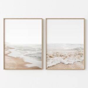Neutral Coastal Wall Art, Set of 3 Prints, Neutral Beach Prints, Ocean ...
