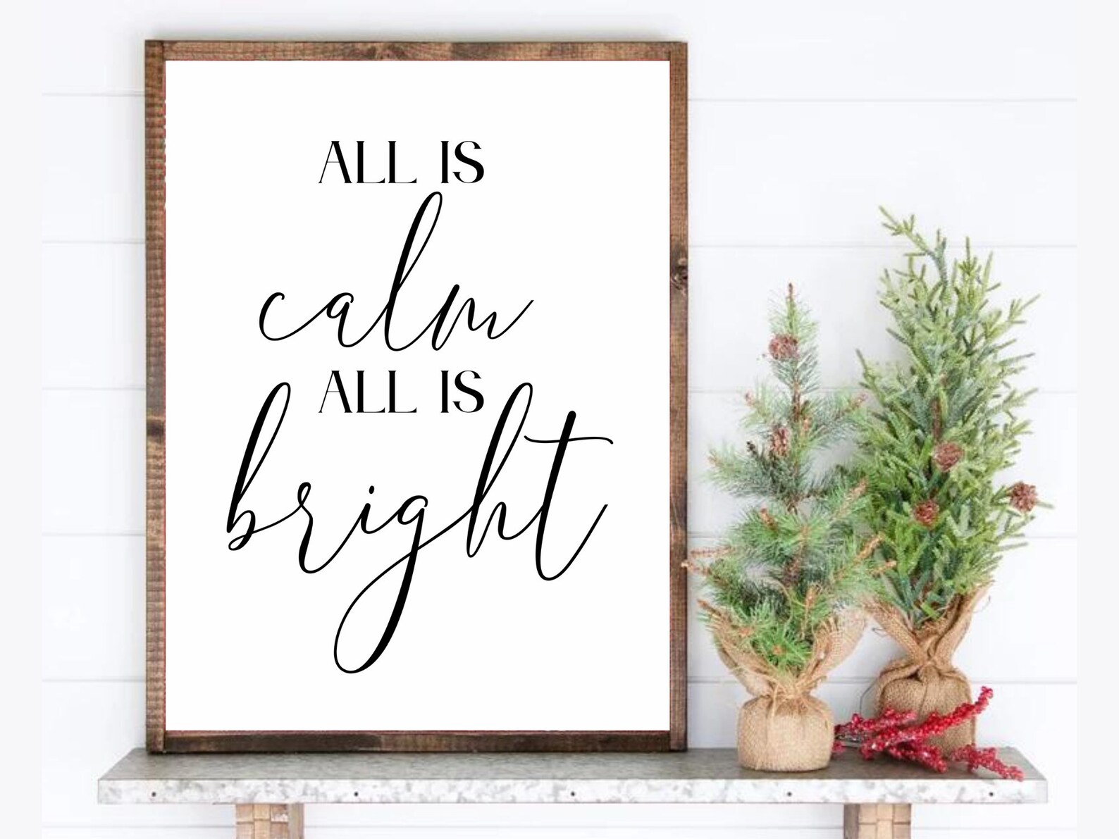 All is Calm All is Bright Christmas Wall Art Christmas - Etsy