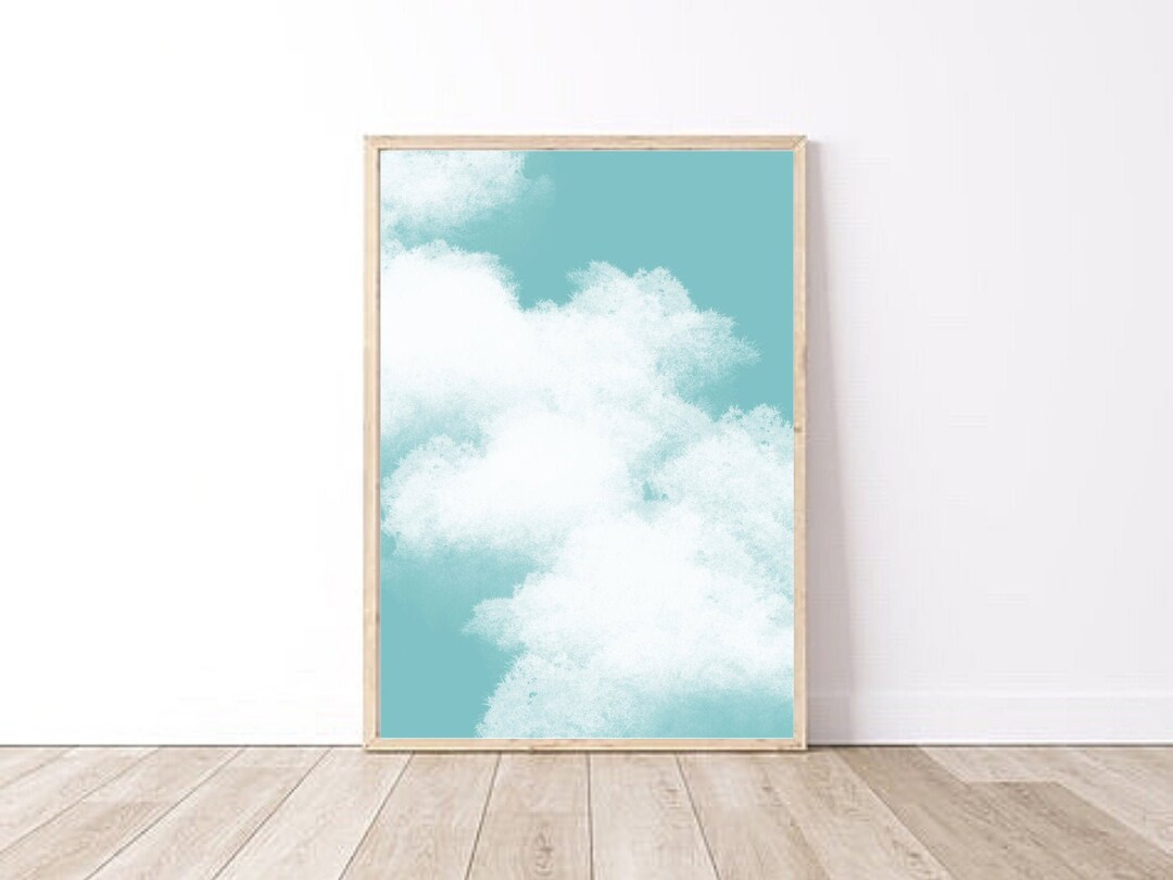 Cloud Print, Blue Wall Art, Blue Sky With Clouds, Bedroom Wall Decor ...