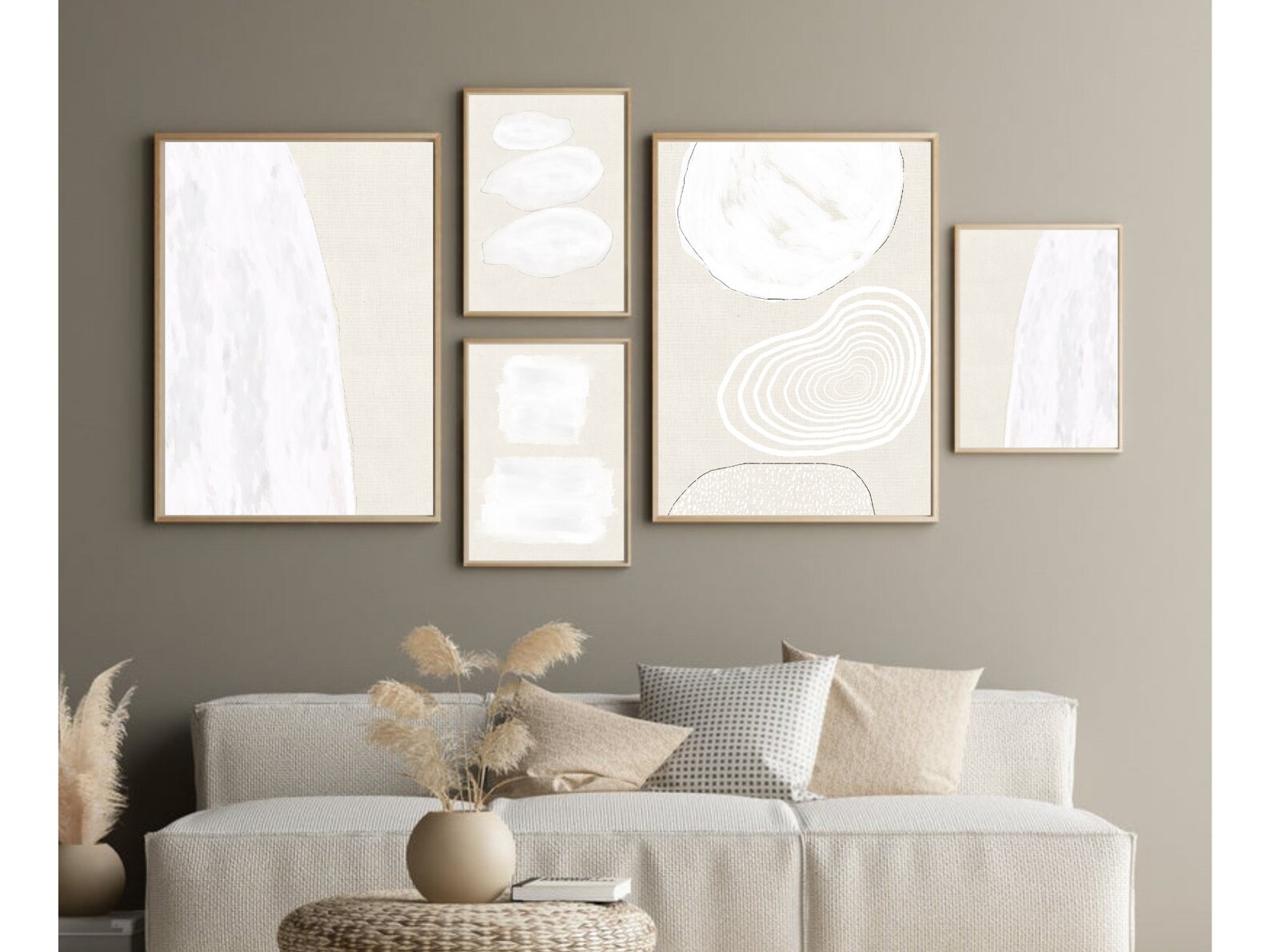 Neutral Abstract Gallery Wall Prints, Modern Printable Wall Art, Set of ...