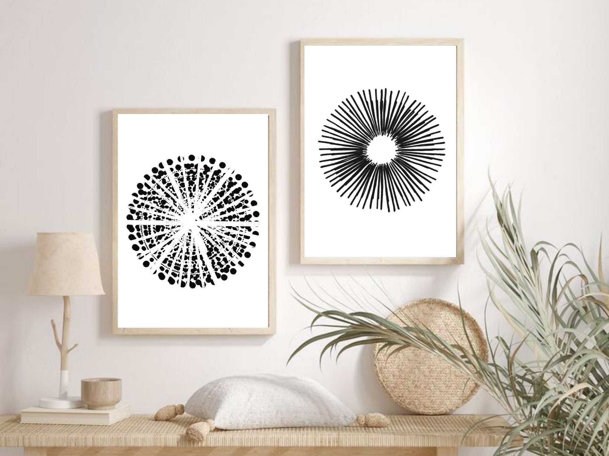 Black Abstract Wall Art Set of 2 Prints Printable Wall Art - Etsy