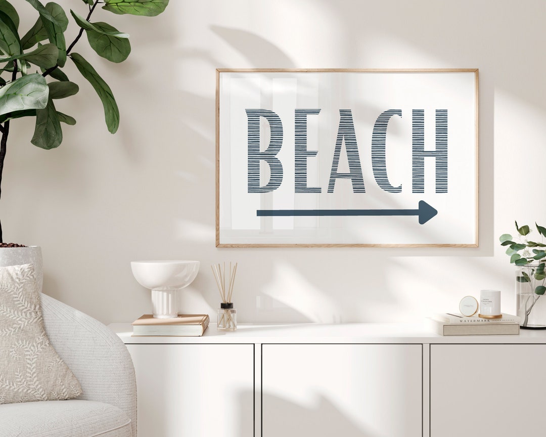 Beach Print, Beach Printable Art, Beach Direction Sign, Lake House ...