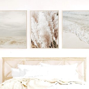 Neutral Coastal Wall Art Set of 3 Prints Boho Beach Art - Etsy