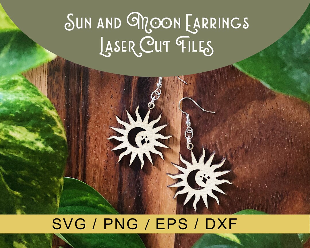 Sun and Moon Earrings Digital Download / Glowforge SVG File / Vector ...