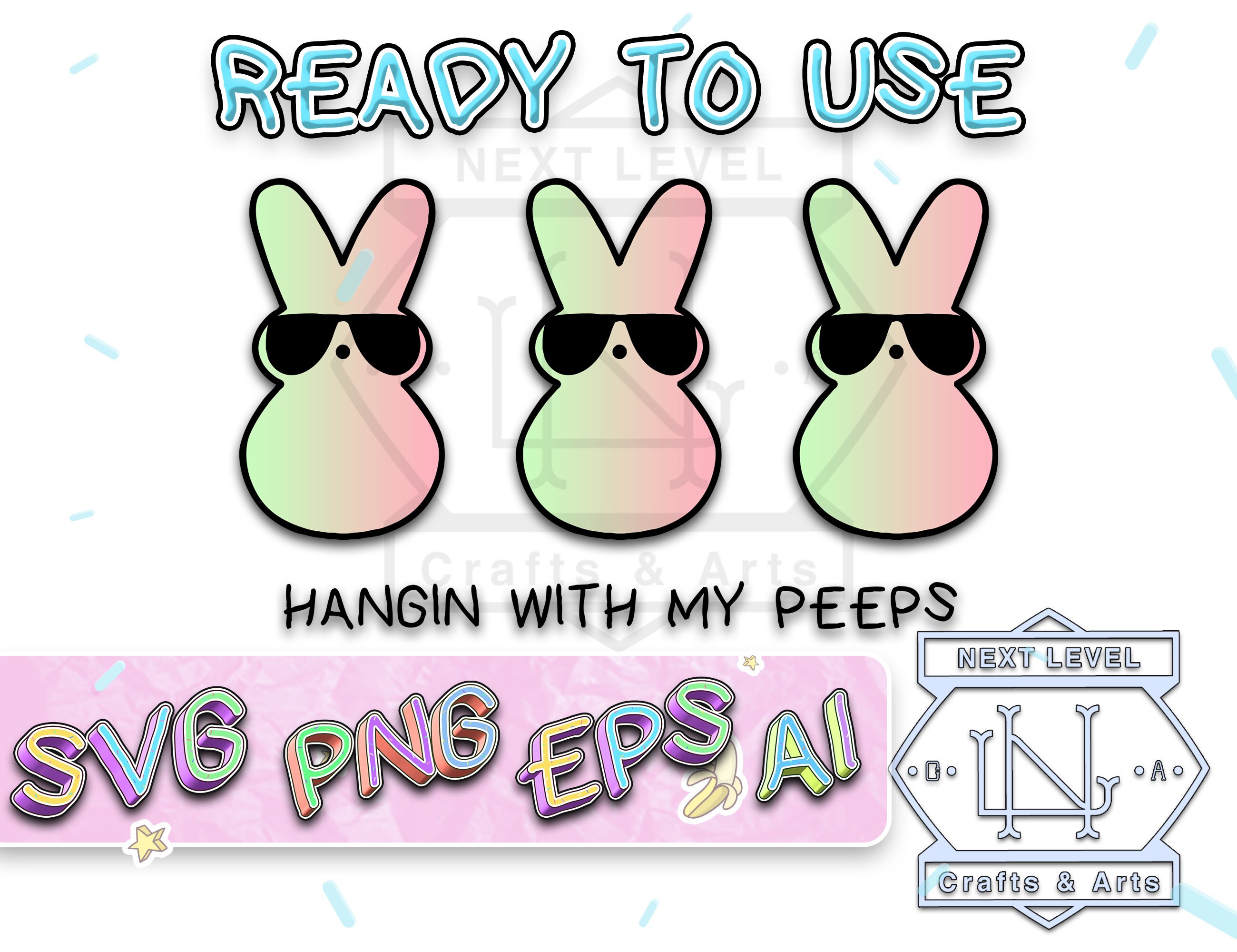Hangin With My Peeps SVG Instant Download, Easter Bunny Peep Silhouette ...