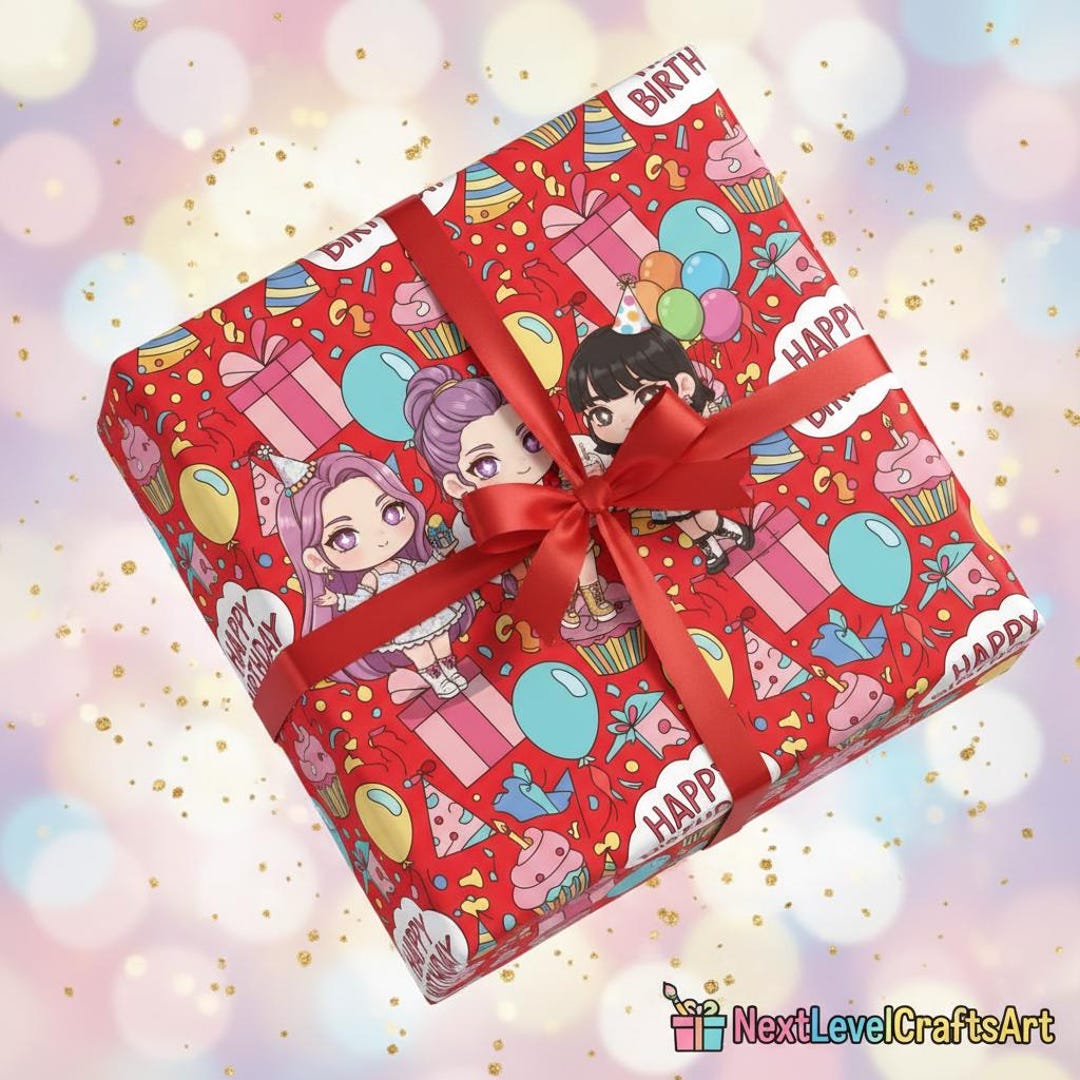 Kpop Demon Hunters HUNTRIX Birthday Gift Wrap • K-pop Party Wrapping ...