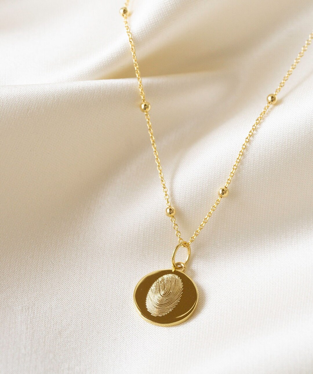 Fingerprint Engraved Coin Pendant for Necklace Recycled 925 Sterling ...