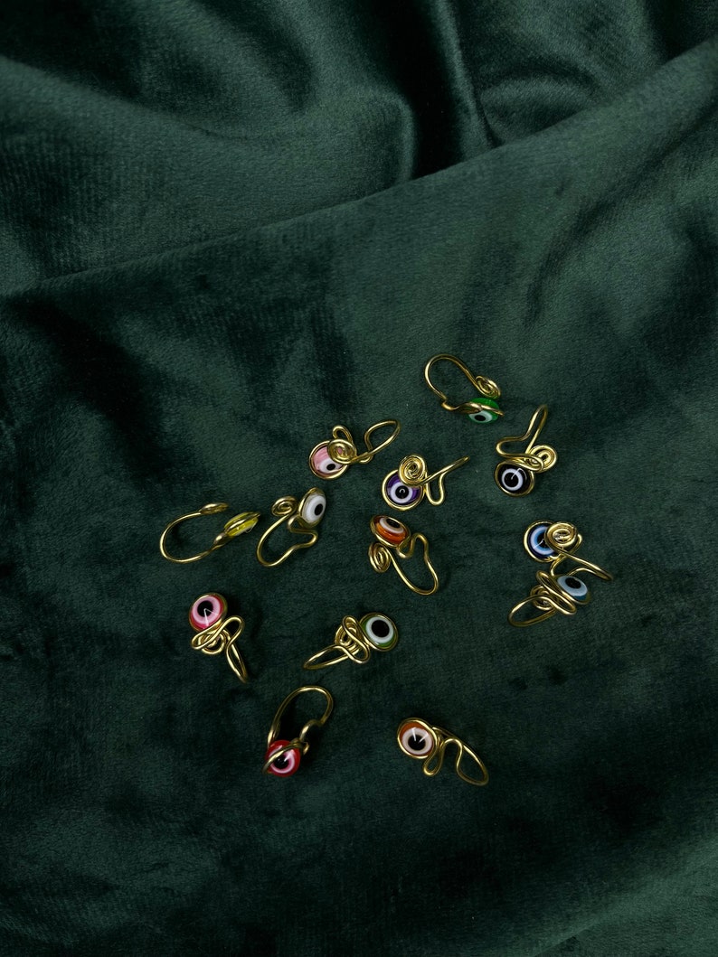 Color Evil Eye Nose Cuff. Soft Wire. Faux Nose Cuff. Fake Nose Ring. No ...