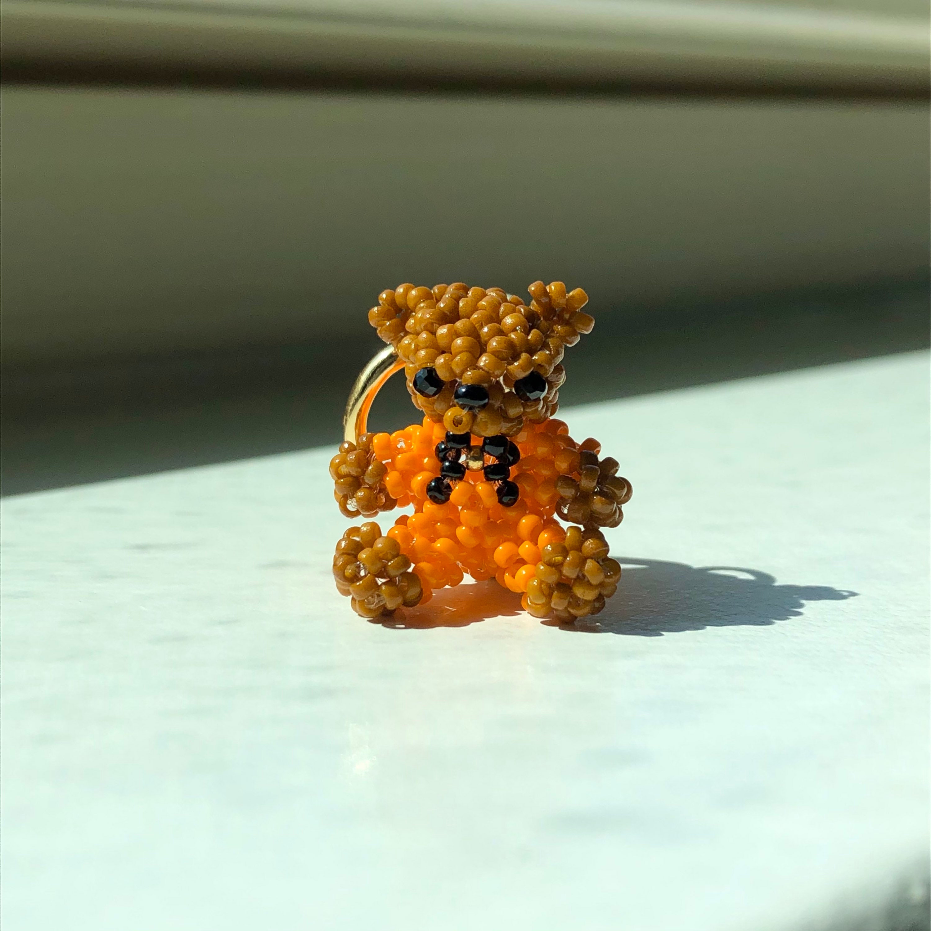 Pendiente de aro de oso de peluche / Abalorios naranja oso de peluche ...