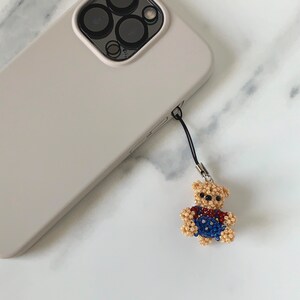 Maple Teddy Bear Phone Charm | Red Jumpsuit Teddy Bear Phone Chain ...